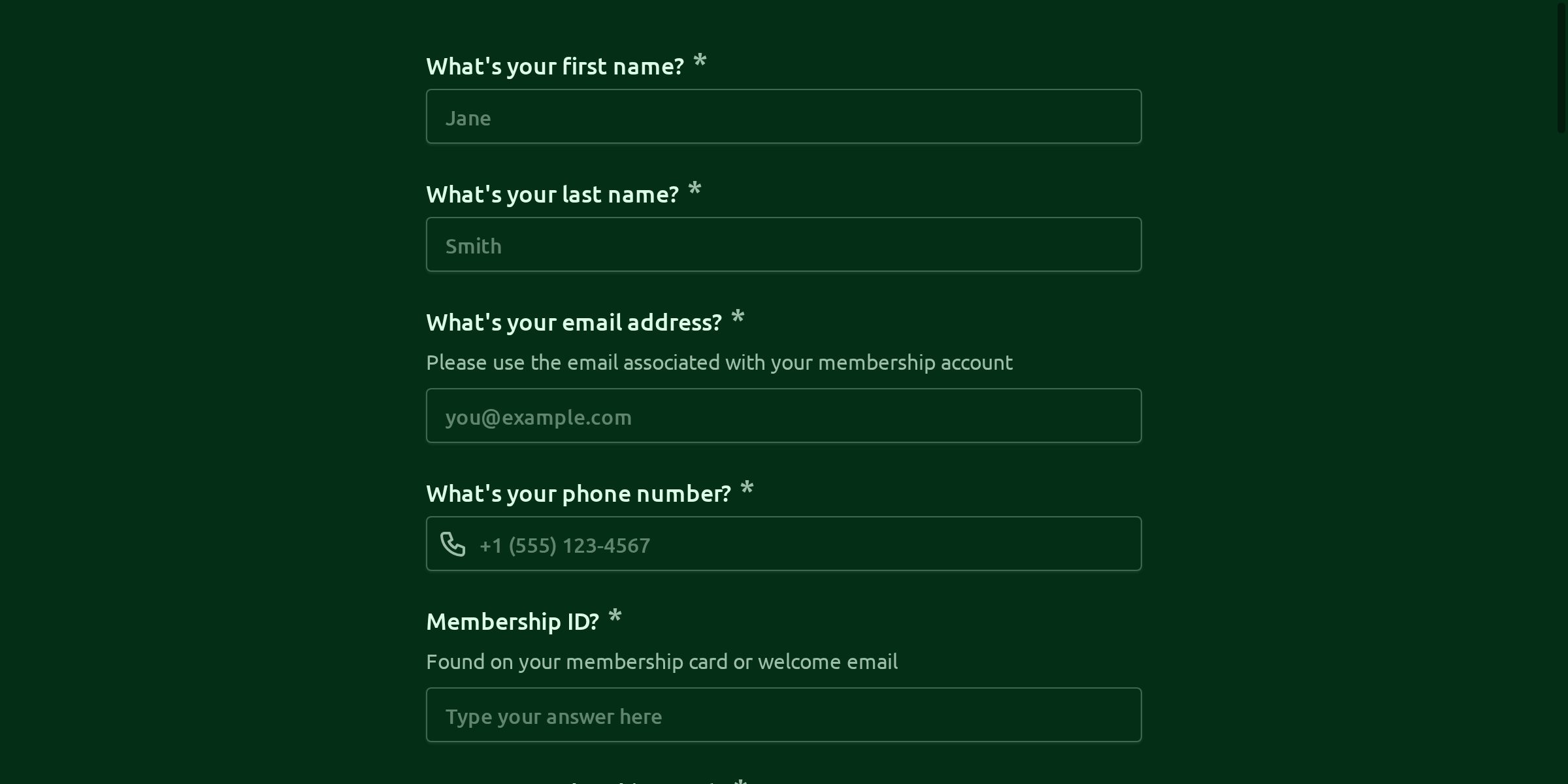 Membership Pause Request Change Request Form