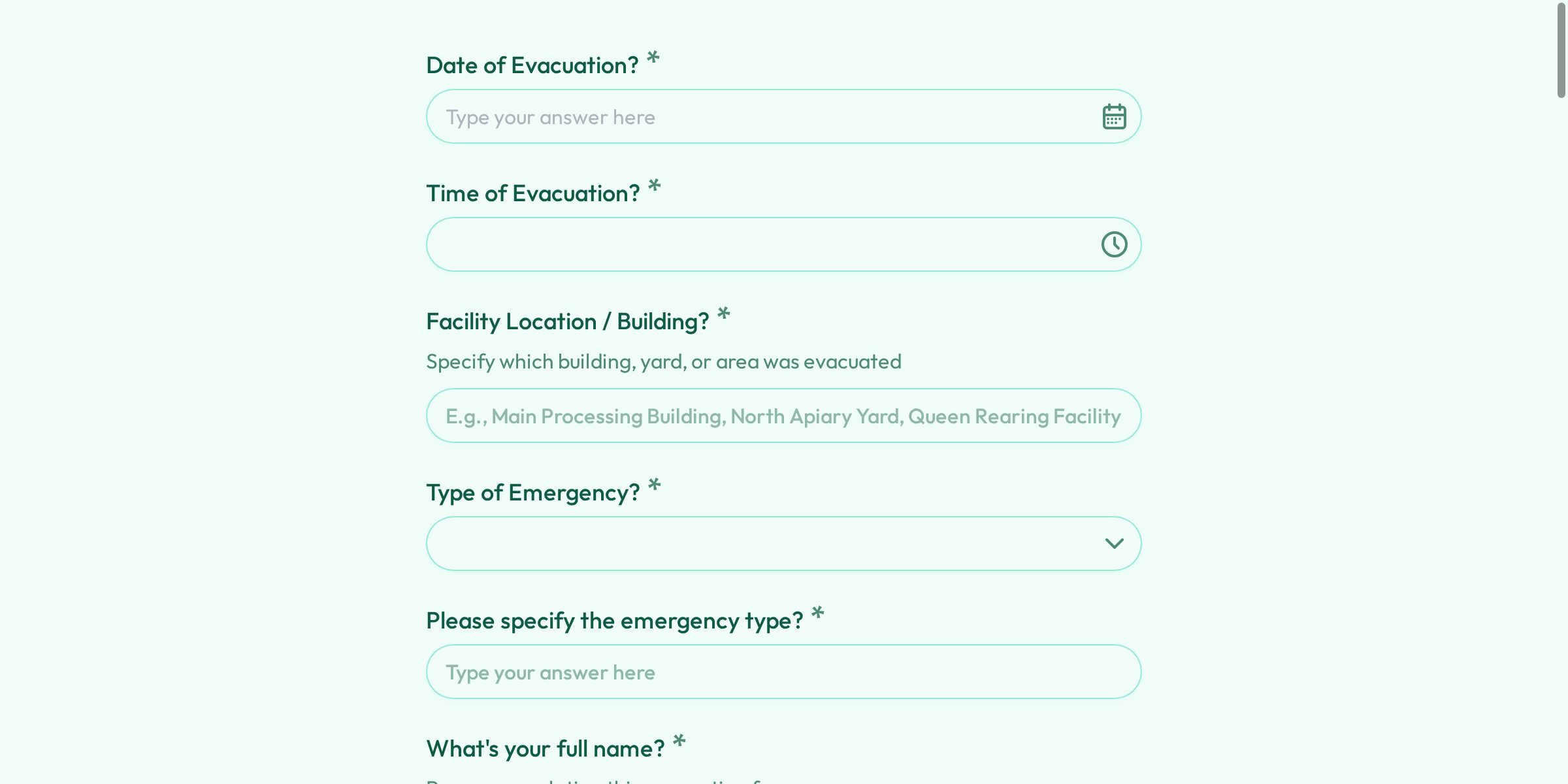 Beekeeping Facility Evacuation & Headcount Form