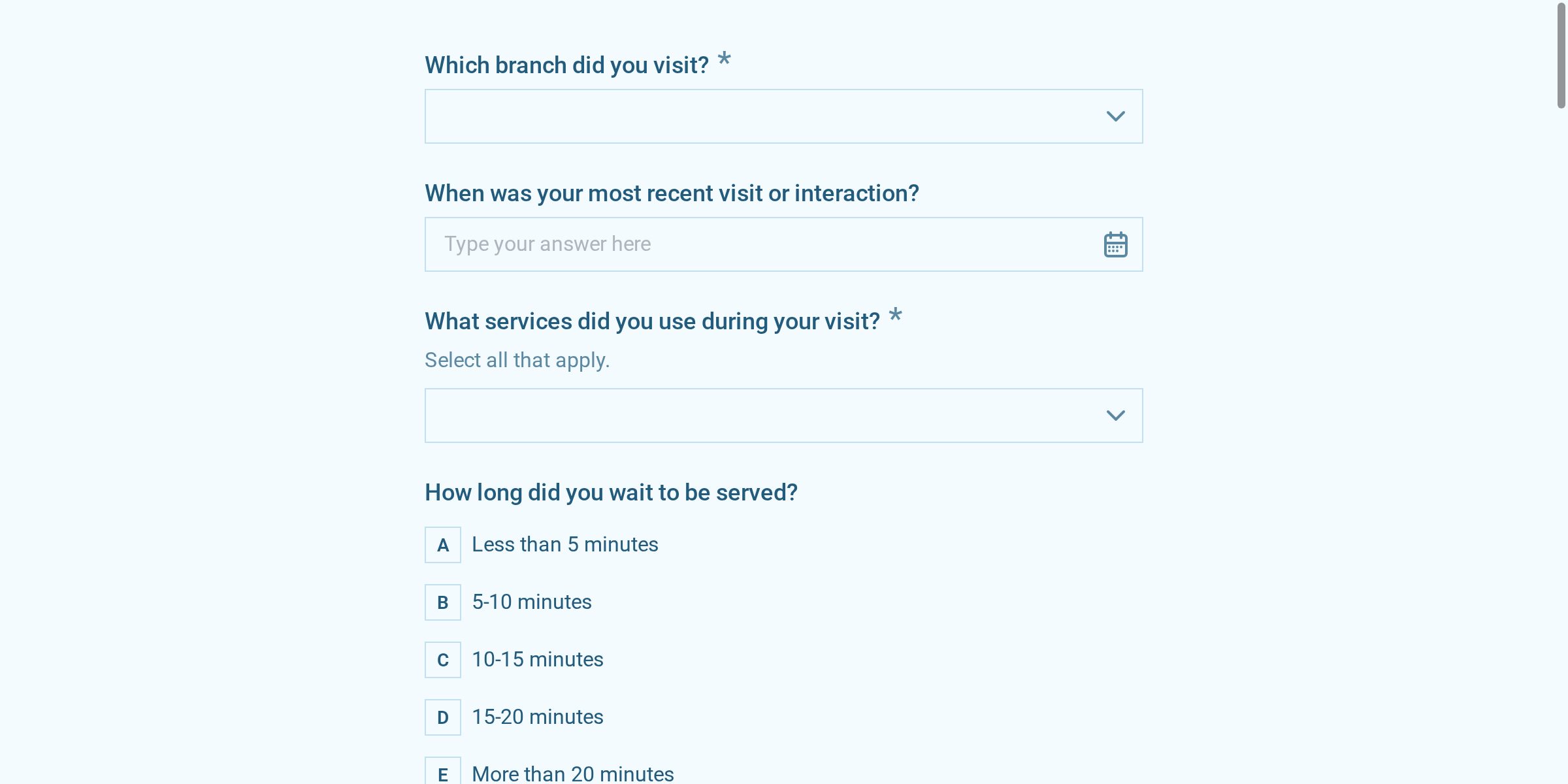 Bank Customer Experience Survey Form
