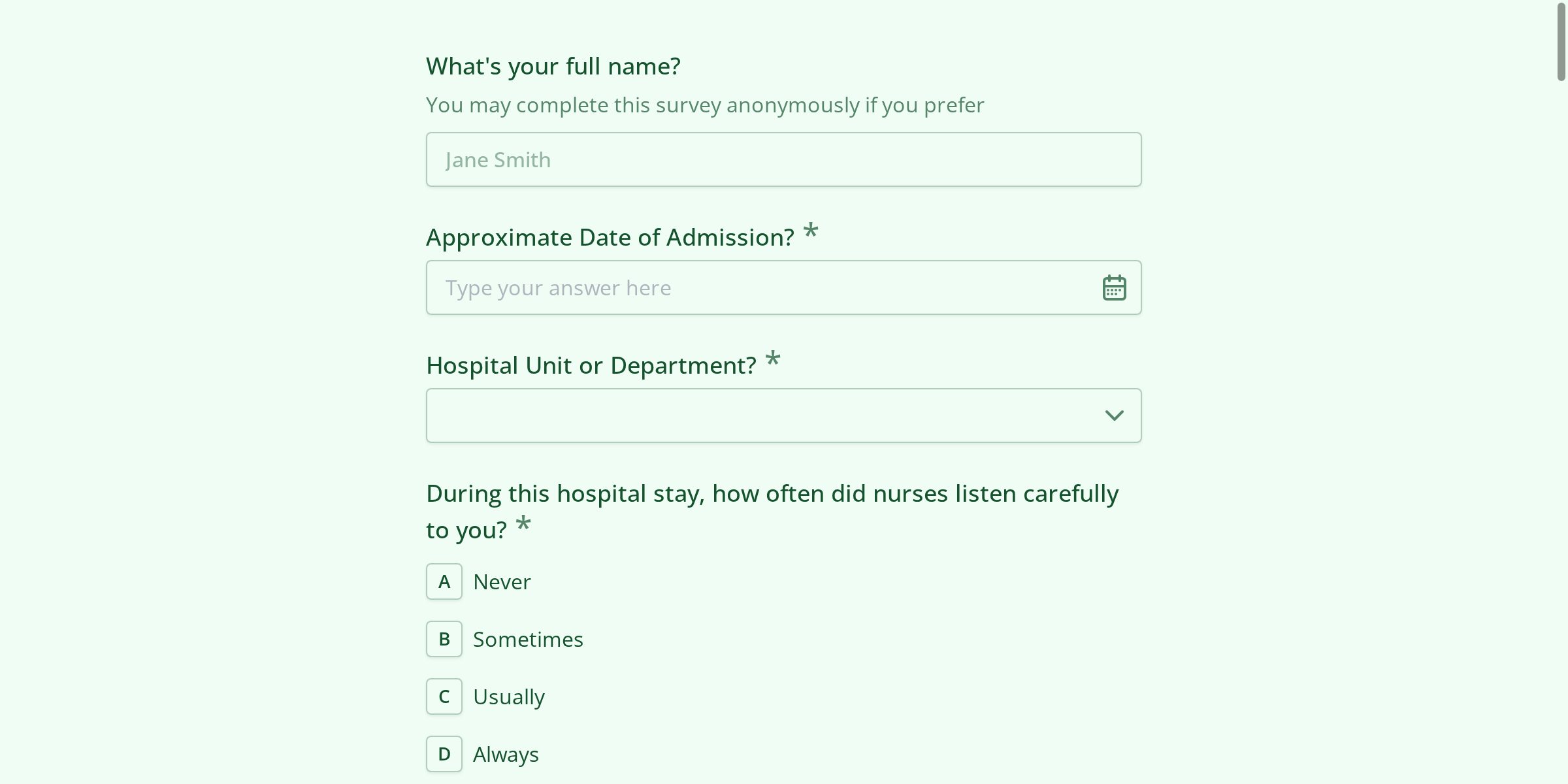 Hospital Patient Experience Satisfaction Survey