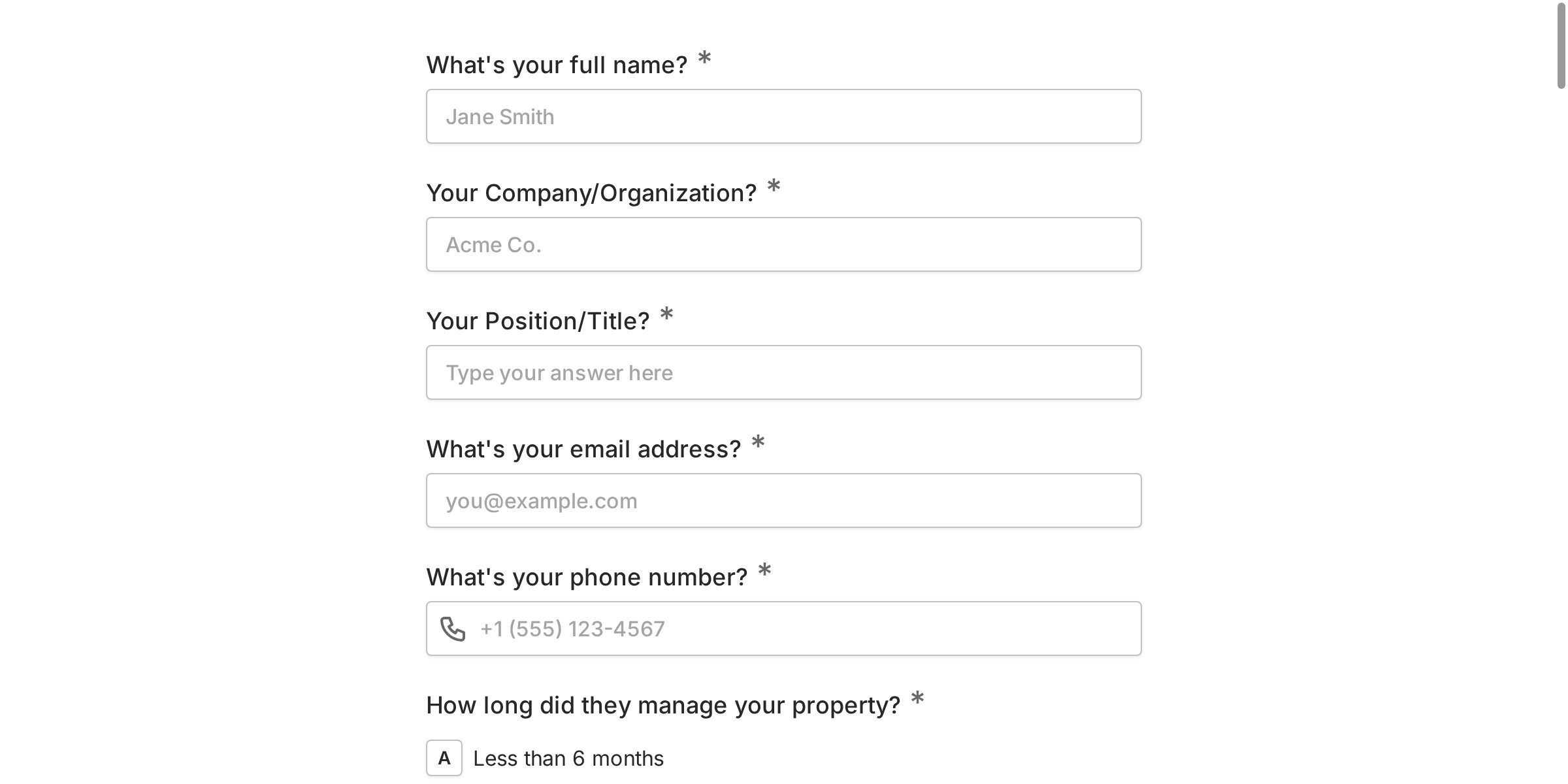 Commercial Property Management Reference Check Form