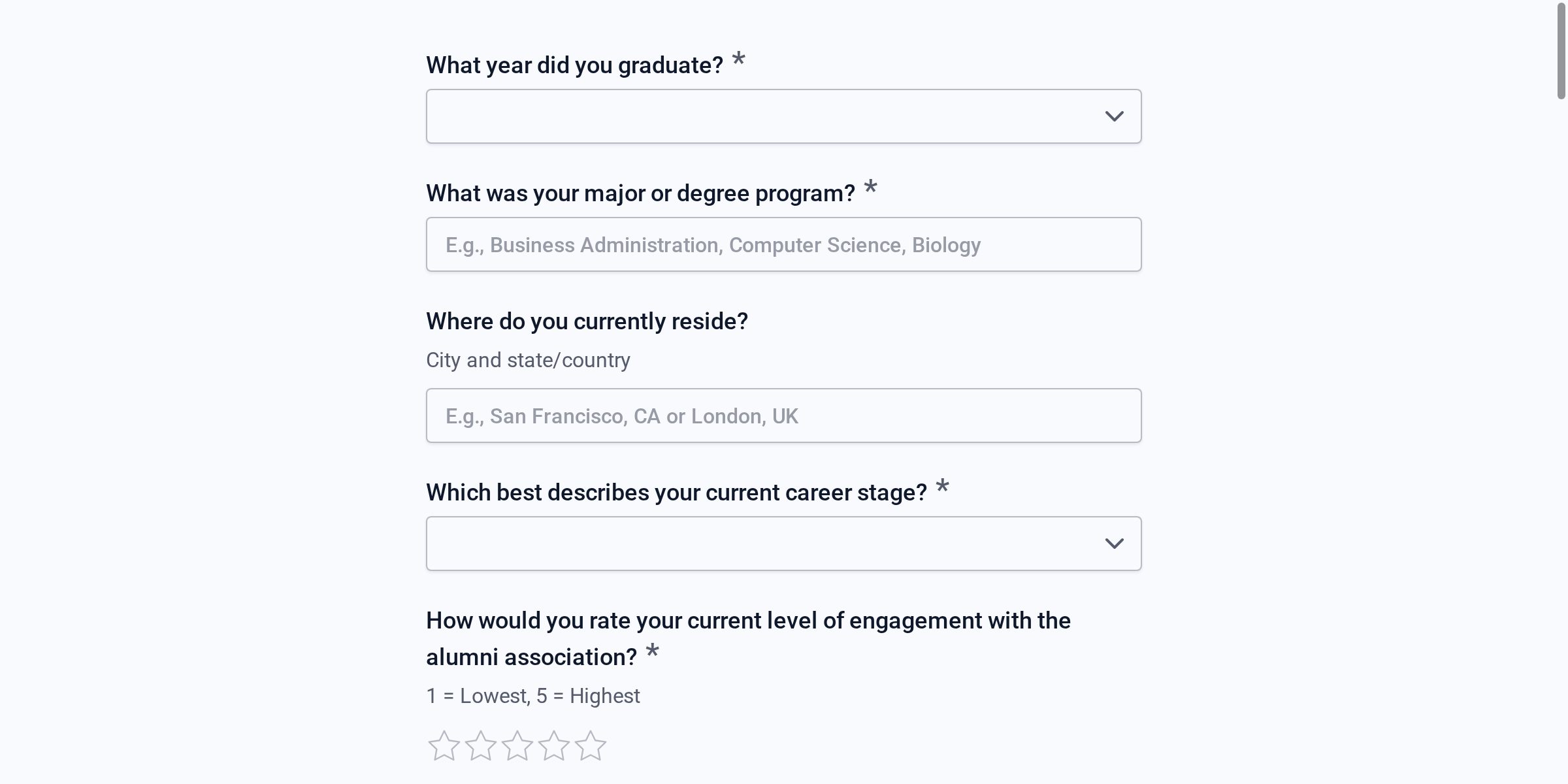 Alumni Engagement & Benefits Survey Form