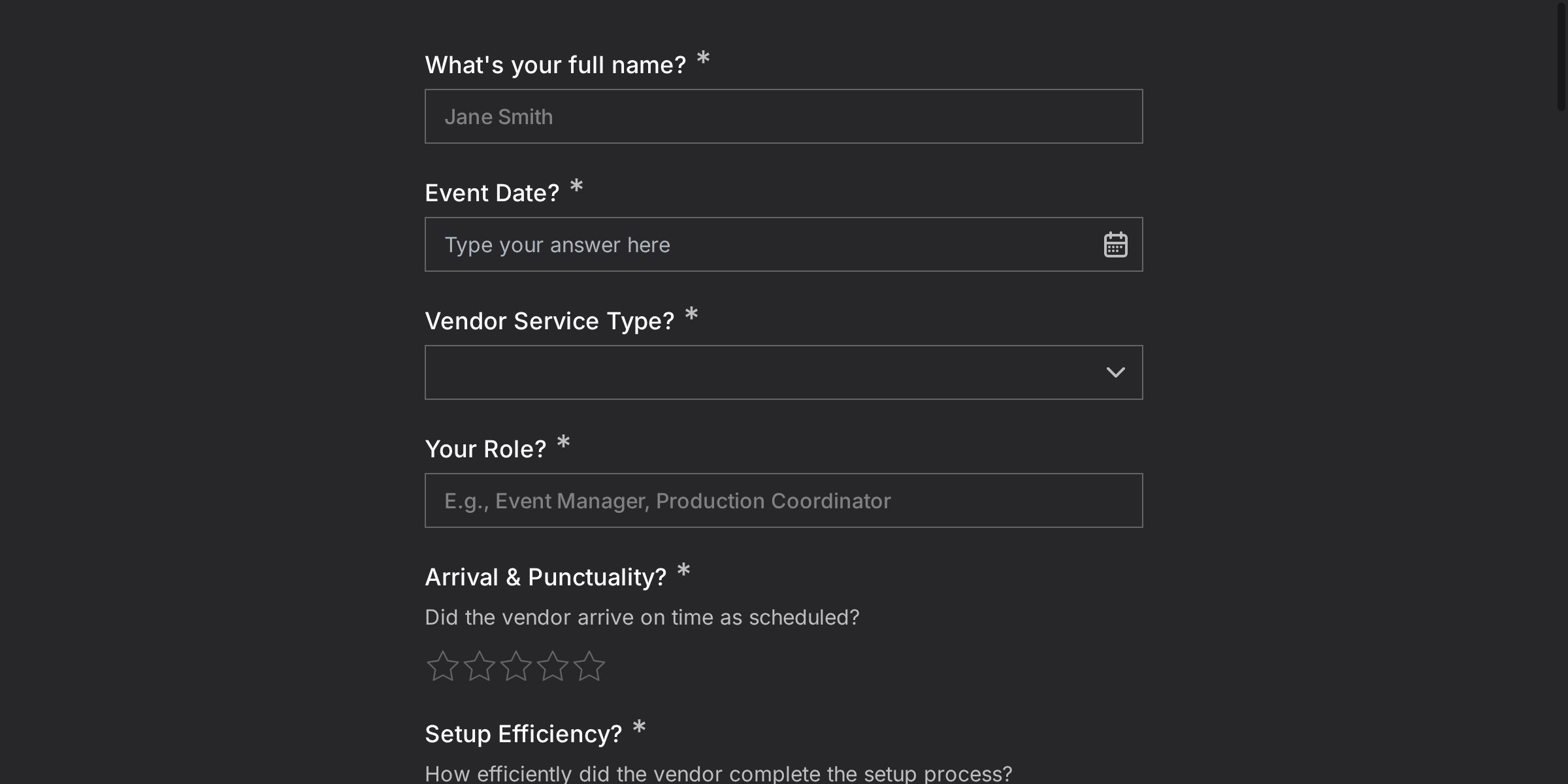 Event Production Vendor Evaluation