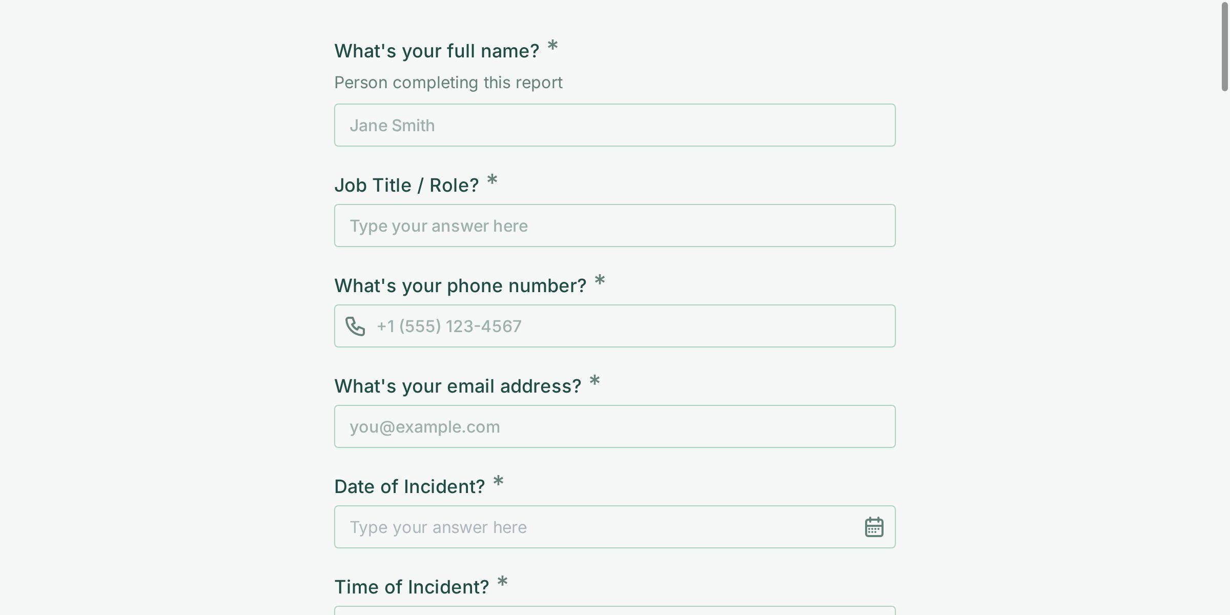 Patient Safety Incident Report Form