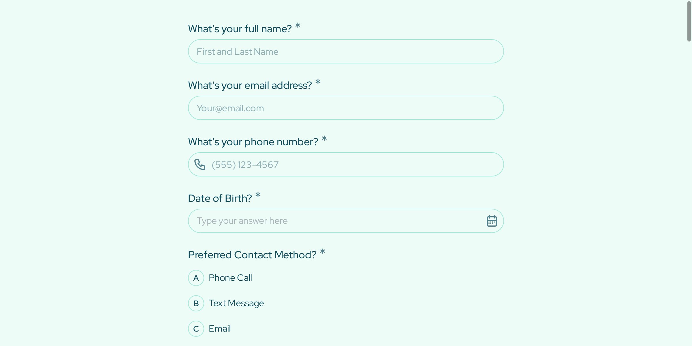 Addiction Recovery Program Discovery Form