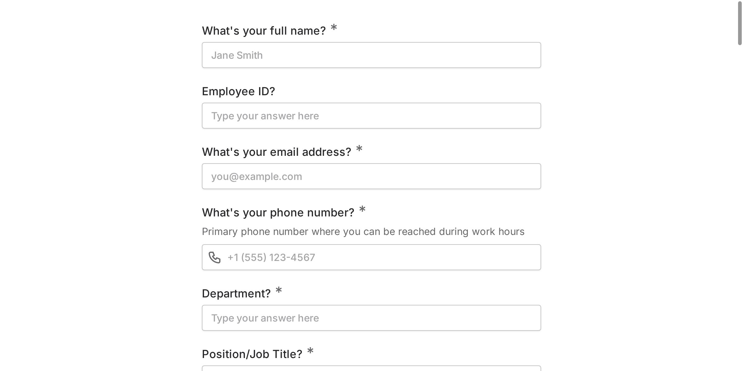 Caregiver Remote Work Request Form for Employee Requests