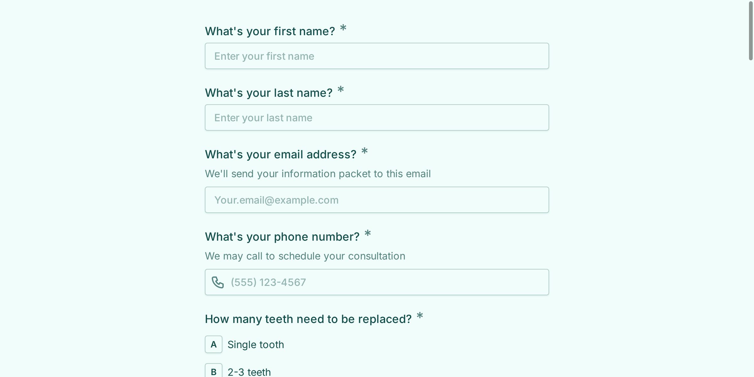 Dental Implant Information Packet Request Form