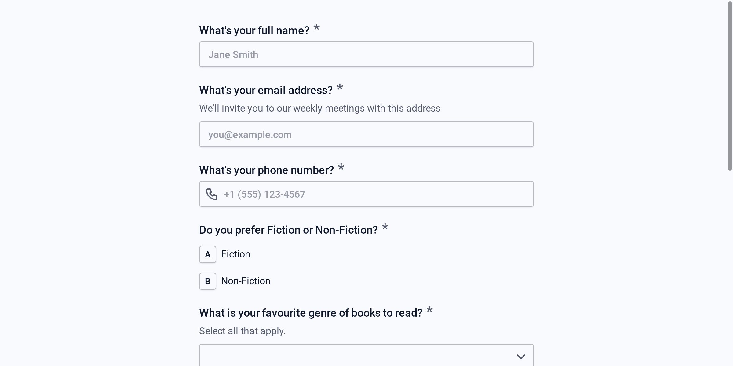 Book Club Application Form for New Member Sign-Ups