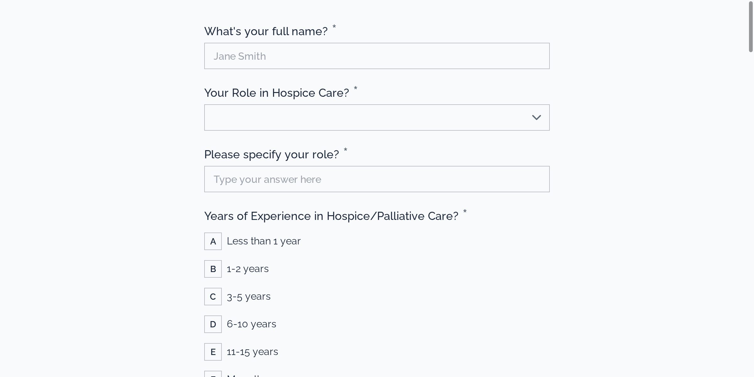 Hospice Care Emotional Competency Self-Evaluation Form